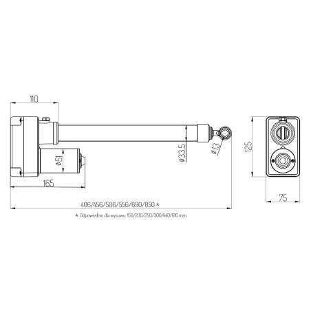 Aktuator (rura) do siłownika serii Super Power Jack 30/46/61 cm ...